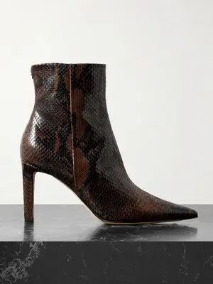 JIMMY CHOO Frankie 85 Snake-effect Leather Ankle Boots