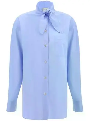 FORTE_FORTE Cornflower Cotton Tie-fastening Shirt