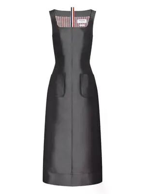 Thom Browne Square-neck Patch-pocket Dress - Grey