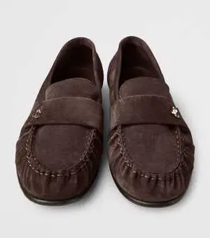 JIMMY CHOO Ellis Suede Loafers With Logo Plaque - Brown