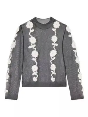 GANNI Crochet-flower Mesh Top