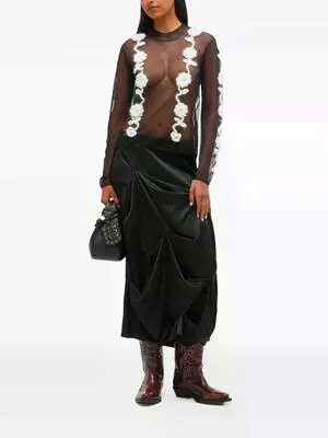 GANNI Crochet-flower Mesh Top