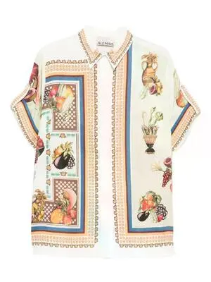 ALEMAIS Mercado Fruit-print Short-sleeve Shirt - White