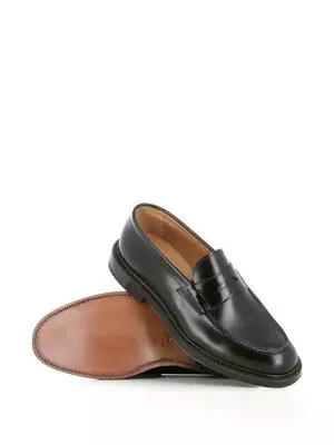 GREEN GEORGE Black Leather Penny Loafers - Brown