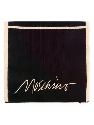 Moschino Embroidered Ribbed Scarf - Black