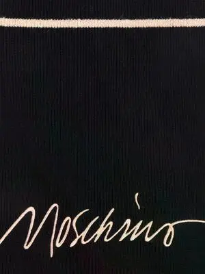 Moschino Embroidered Ribbed Scarf - Black