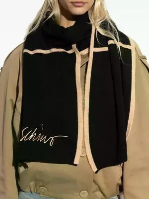 Moschino Embroidered Ribbed Scarf - Black