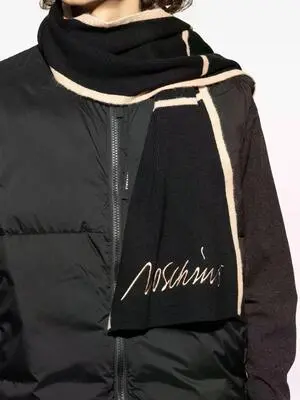 Moschino Embroidered Ribbed Scarf - Black