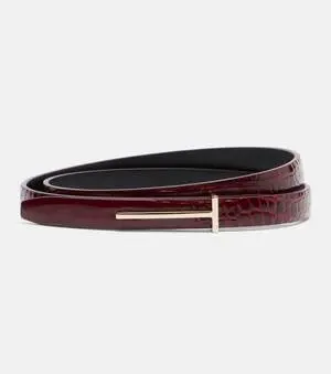 TOM FORD Ruby Croc-effect Leather Belt - Red