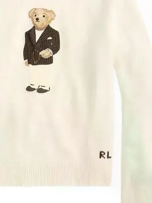 Ralph Lauren Purple Label Signature Teddy Bear Motif Crew-neck Sweater - Neutrals