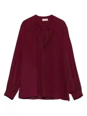 BLANCA VITA Keyhole Neckline Long Sleeve Top - Red