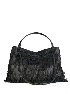 VISONA` Fringe-edges Leather Tote