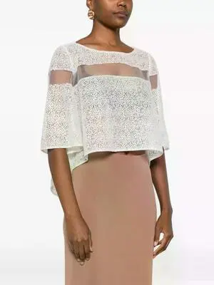 GEMY MAALOUF Semi-sheer Bell-sleeve Top