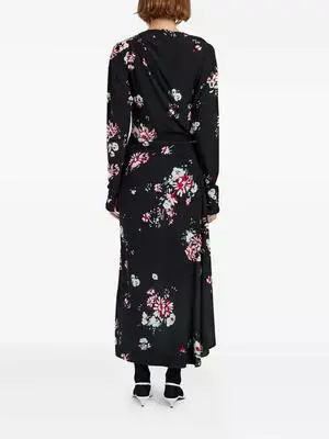 Proenza Schouler Floral Print Draped Asymmetric Day Dress