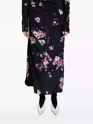 Proenza Schouler Floral Print Draped Asymmetric Day Dress