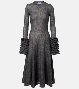 Alaïa Ruffled Mohair And Wool-blend Midi Dress - Grey
