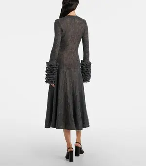 Alaïa Ruffled Mohair And Wool-blend Midi Dress - Grey