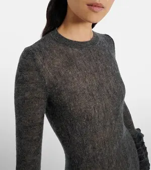 Alaïa Ruffled Mohair And Wool-blend Midi Dress - Grey
