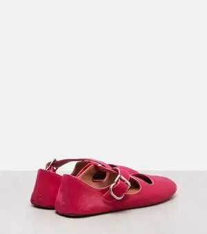 Alaïa Calf Hair Ballet Flats With Buckle Fastening