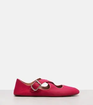 Alaïa Calf Hair Ballet Flats With Buckle Fastening