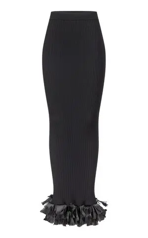 FFORME Riley Ribbon-fringed Wool Maxi Skirt