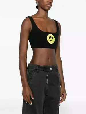 BARROW Smiley-face Jersey Fleece Cropped Top