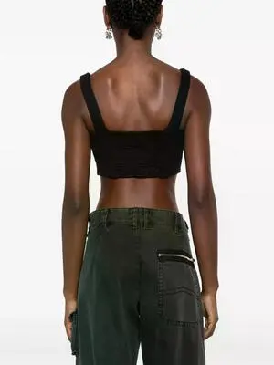 BARROW Smiley-face Jersey Fleece Cropped Top