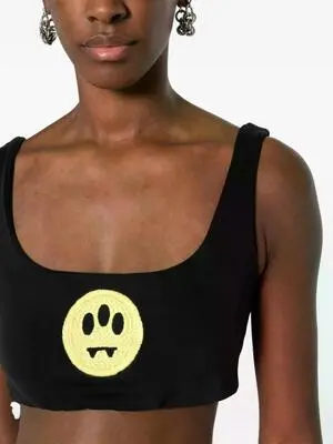 BARROW Smiley-face Jersey Fleece Cropped Top
