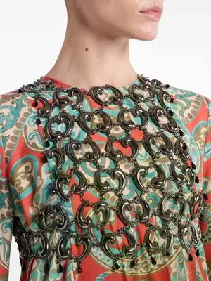Etro Embellished Metal Paisley Top - Black