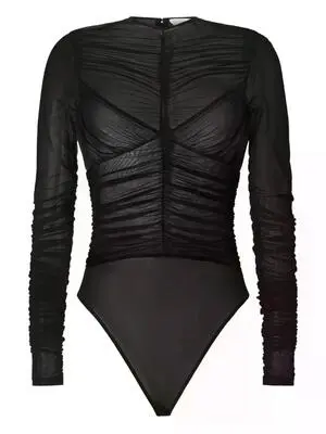 GENNY Ruched Mesh Bodysuit