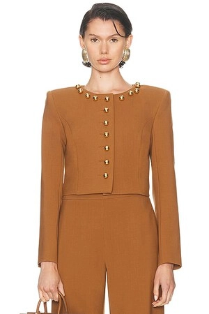 Carolina Herrera Cropped Jacket - Nutmeg