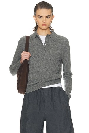 Enza Costa Knit Cashmere Polo Sweater