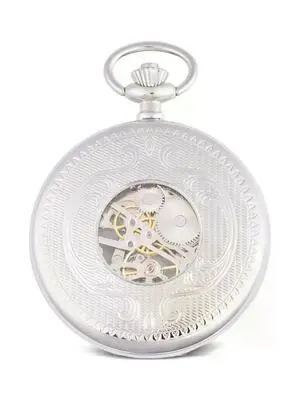 RAPPORT LONDON Mechanical Full Hunter Pocket Watch With Engraved Case And Roman Numeral Dial - Silver