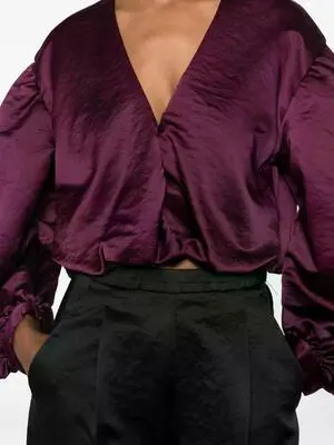 FORTE_FORTE V-neck Balloon Sleeve Cropped Top
