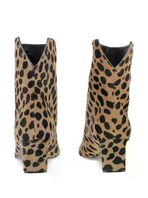 Khaite 55mm Leopard-print Ankle Boots - Brown