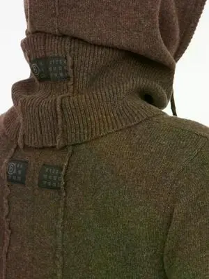 MAISON MARGIELA Fine-knit Balaclava With Signature Numbers Motif - Brown