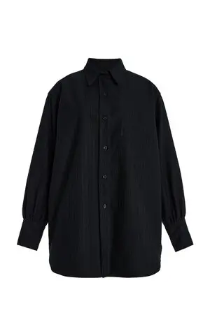 SLOAN Boyfriend Wool Shirt With Vertical Stripes