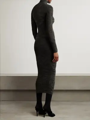 Alaïa Silk-blend Jacquard Knit Turtleneck Midi Dress