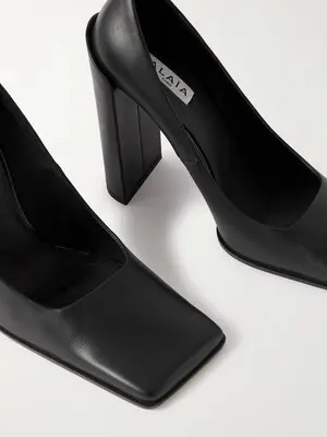 Alaïa Calf Hair 90mm Block Heel Pumps - Black