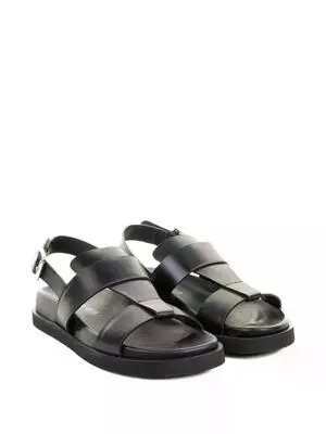 GUGLIELMO ROTTA Leather Buckle Strap Sandals - Black