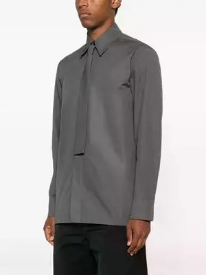 JIL SANDER Long-sleeve Tie-neck Shirt - Grey