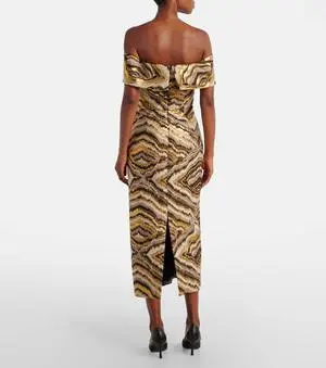 MARKARIAN Gloria Off-shoulder Jacquard Midi Dress