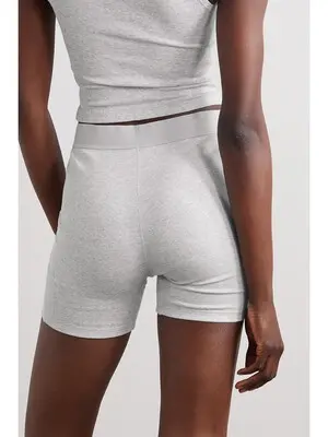 SKIMS Cotton Collection Ribbed Cotton-blend Jersey Boxer Shorts - Gray