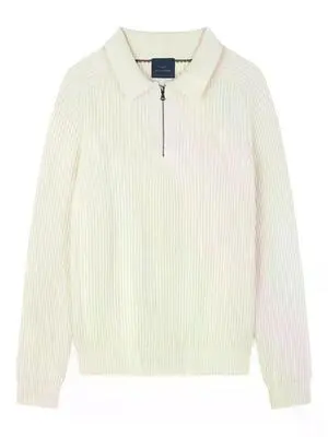 Paul & Shark Ribbed Half-zip Sweater - White