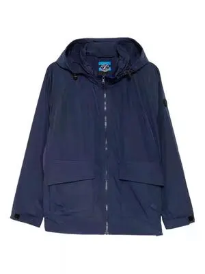 AGNES B. Logo Patch Hooded Jacket - Blue