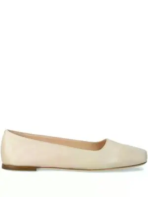 Agl Leather Square Toe Ballet Flats - Neutrals