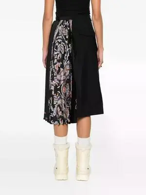 Sacai Pleated Paisley-print Skirt