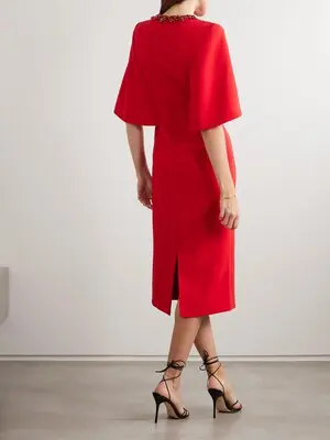 Jenny Packham Ursa Cape-effect Embellished Crepe Midi Dress