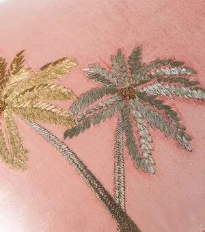 LES-OTTOMANS Palms Embroidered Velvet Cushion