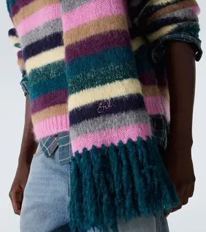 ERL Striped Alpaca Wool And Mohair-blend Scarf
